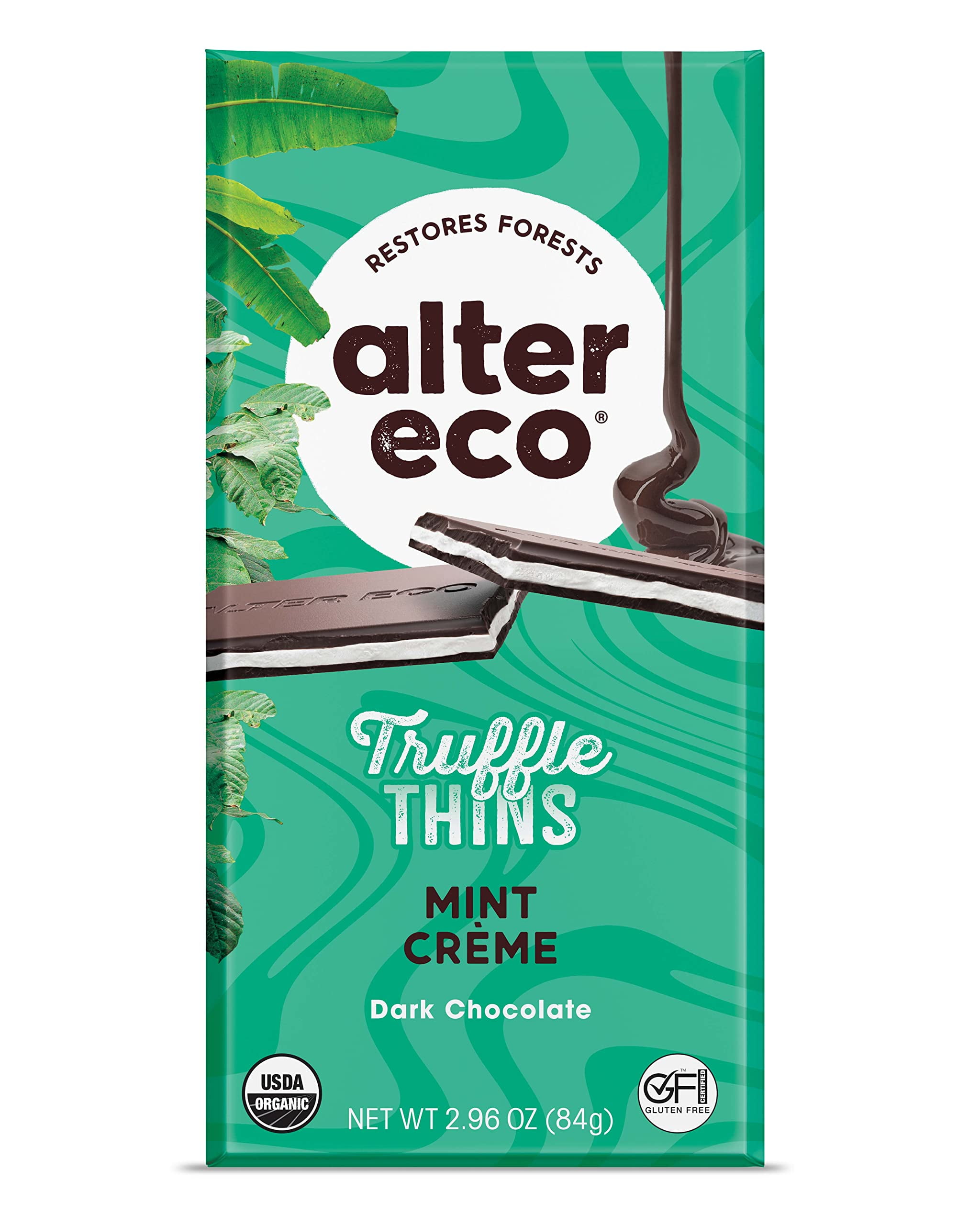Alter Eco Mint AJH3 Creme Truffle Thins, Chocolate Bar Truffle Filling ...