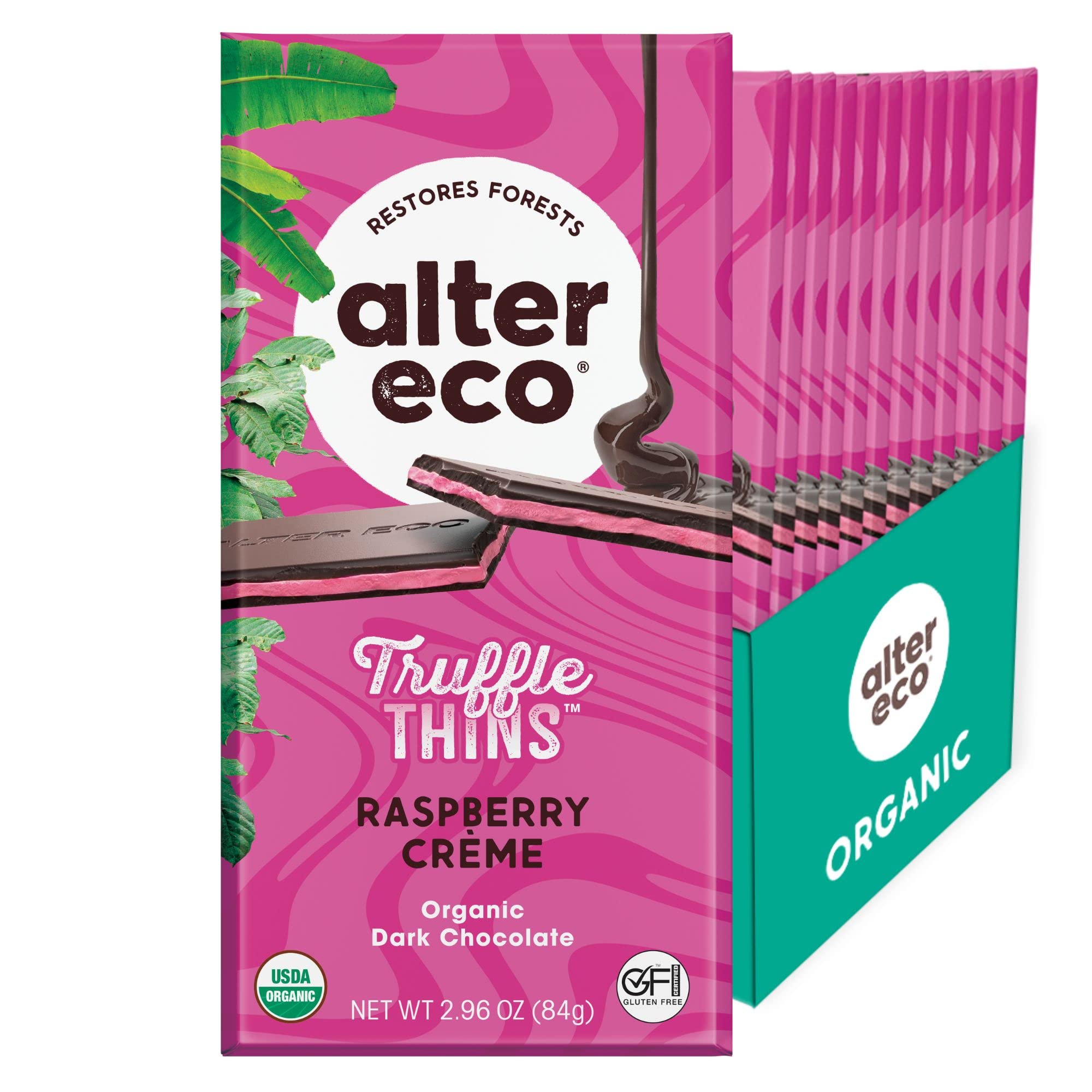 Alter Eco Raspberry Creme TSF6 Truffle Thins, Chocolate Bar Truffle ...