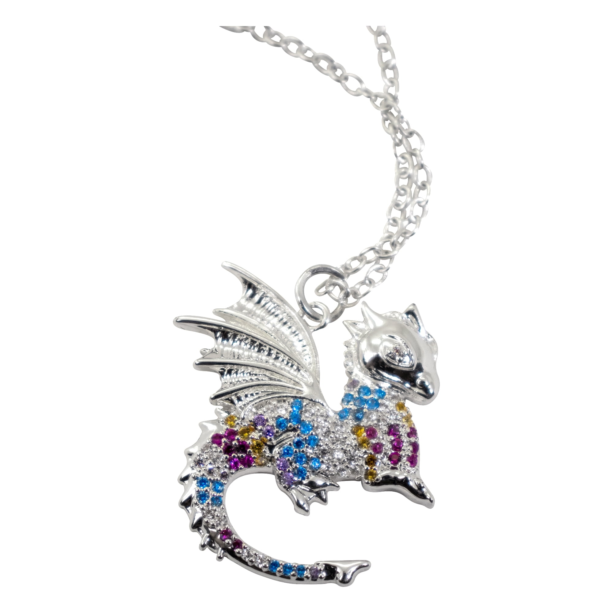 AlterImage Dragon Pendant Necklace Embellished w/Sparkling Rainbow ...