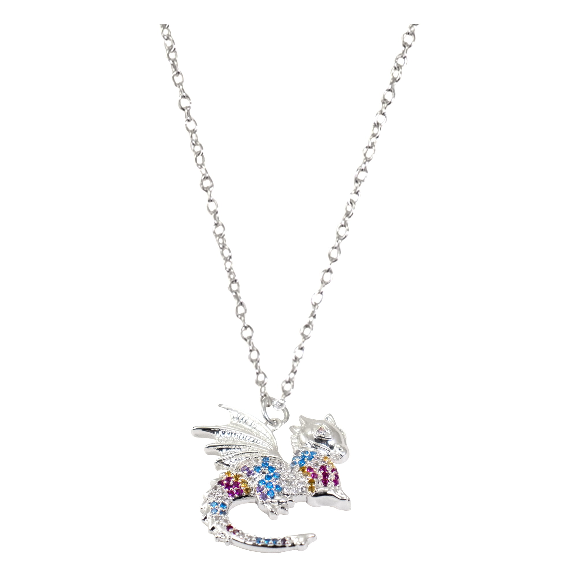 AlterImage Baby Dragon Pendant Necklace Embellished w/Sparkling Rainbow ...