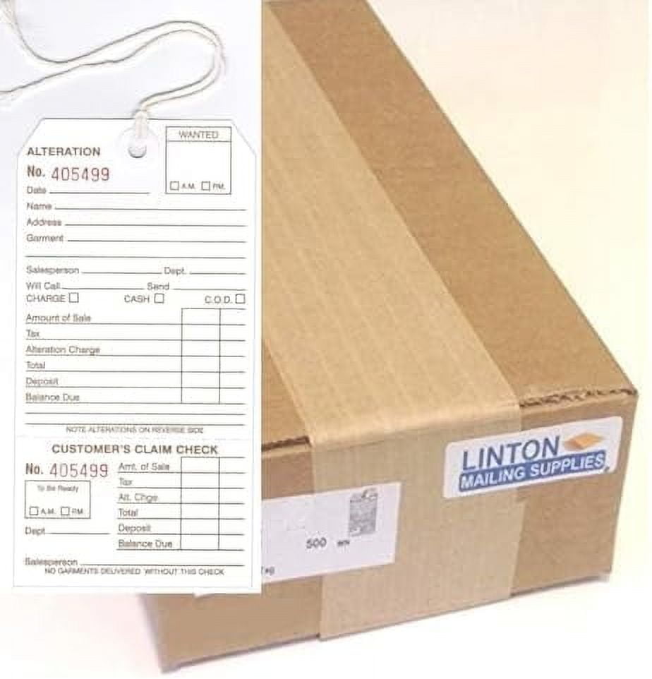 Alteration Tag, White Cardstock (3.125" x 6.25") Tear-Off Receipt ...