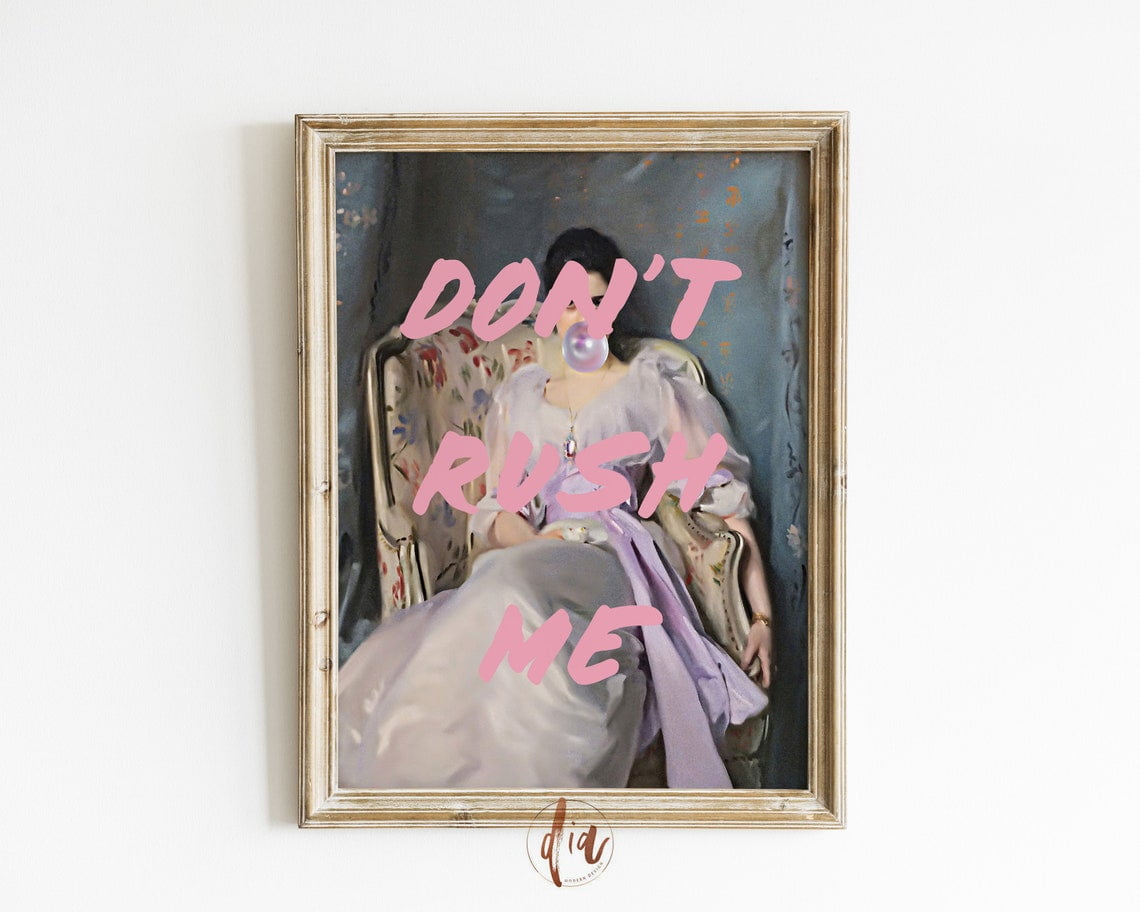 Altered Art Portrait Dont Rush Me Purple Bubblegum Maximalist Girly ...
