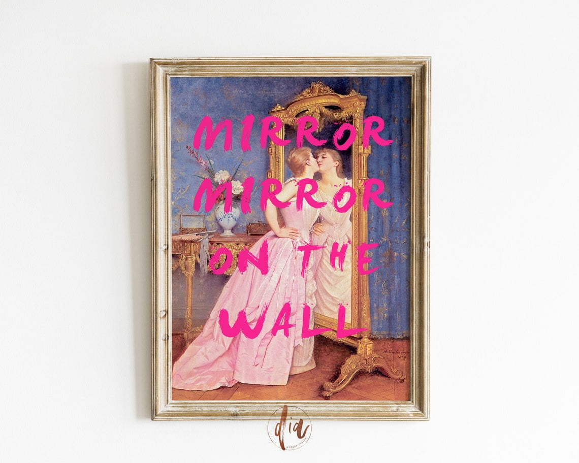 Altered Art Portrait, Girly Poster, Pink Grafitti, Mirror Mirror On The ...