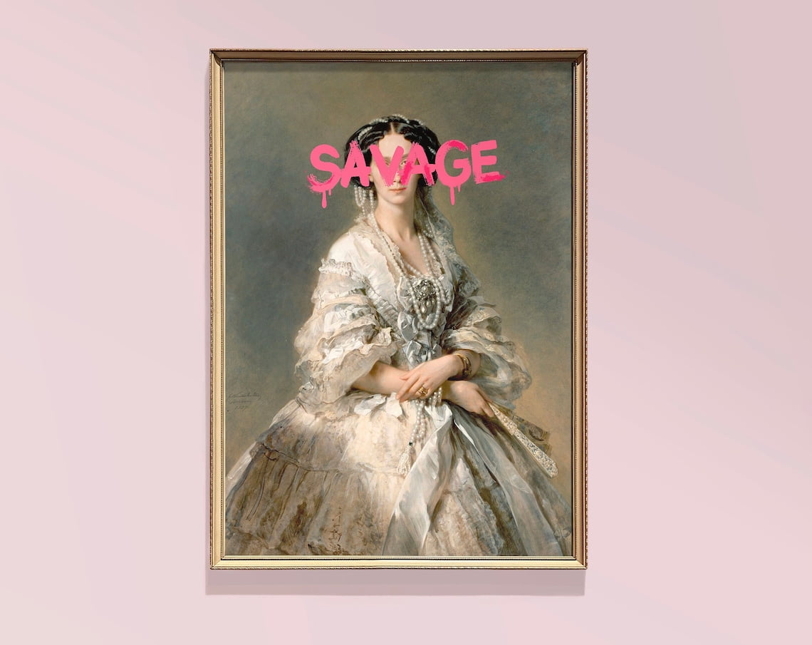 Altered Painting, Altered Vintage Painting, Portrait Painting Detail ...