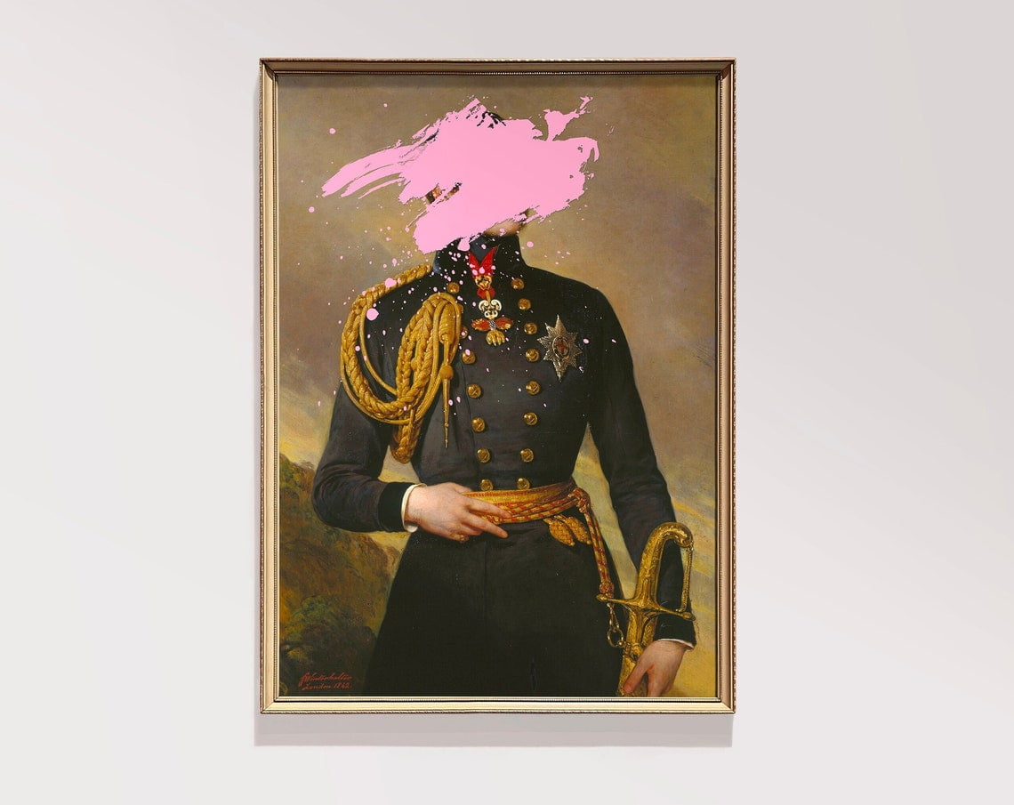 Altered Painting, Altered Vintage Painting, Portrait Painting Detail ...