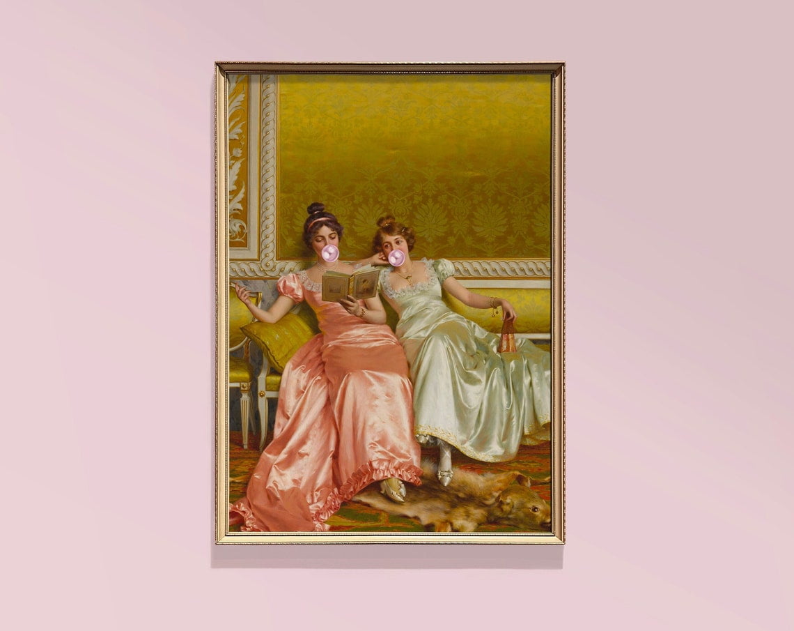 Altered Painting, Altered Vintage Painting, Portrait Painting Detail ...