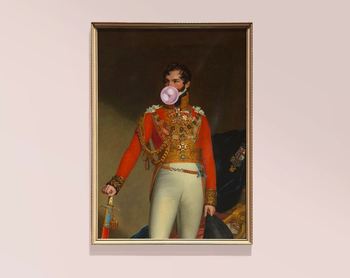 Altered Painting, Altered Vintage Painting, Portrait Painting Detail ...