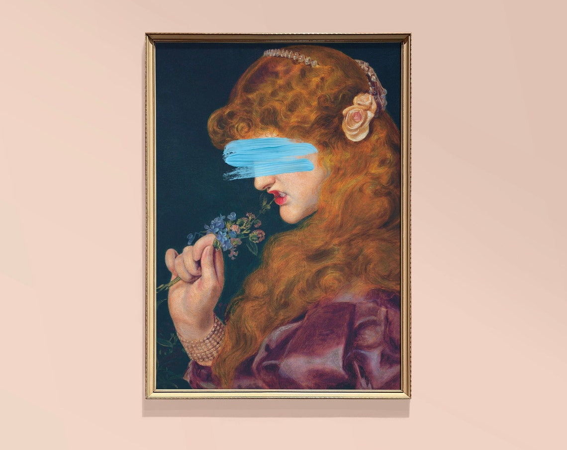 Altered Painting, Altered Vintage Painting, Portrait Painting Detail ...