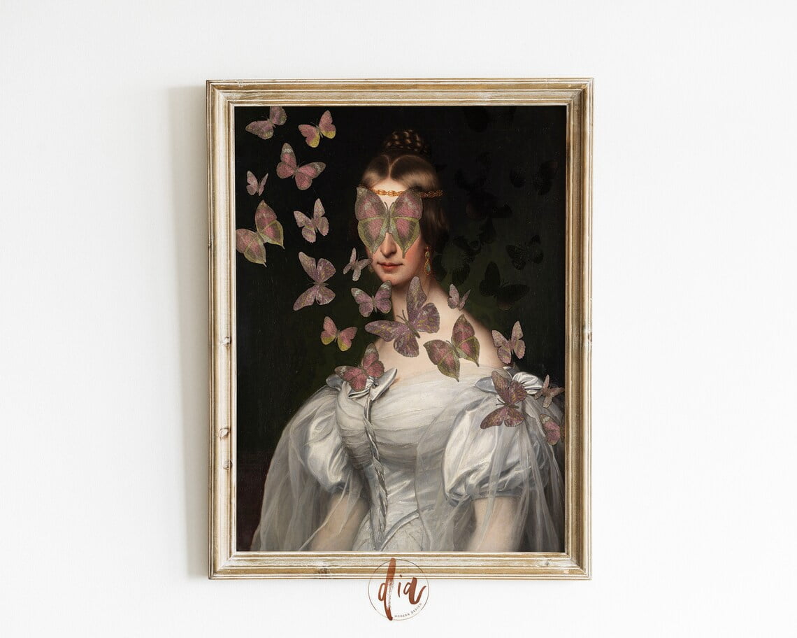 Altered Renaissance Portrait Butterfly Wall Art Victorian Eclectic ...