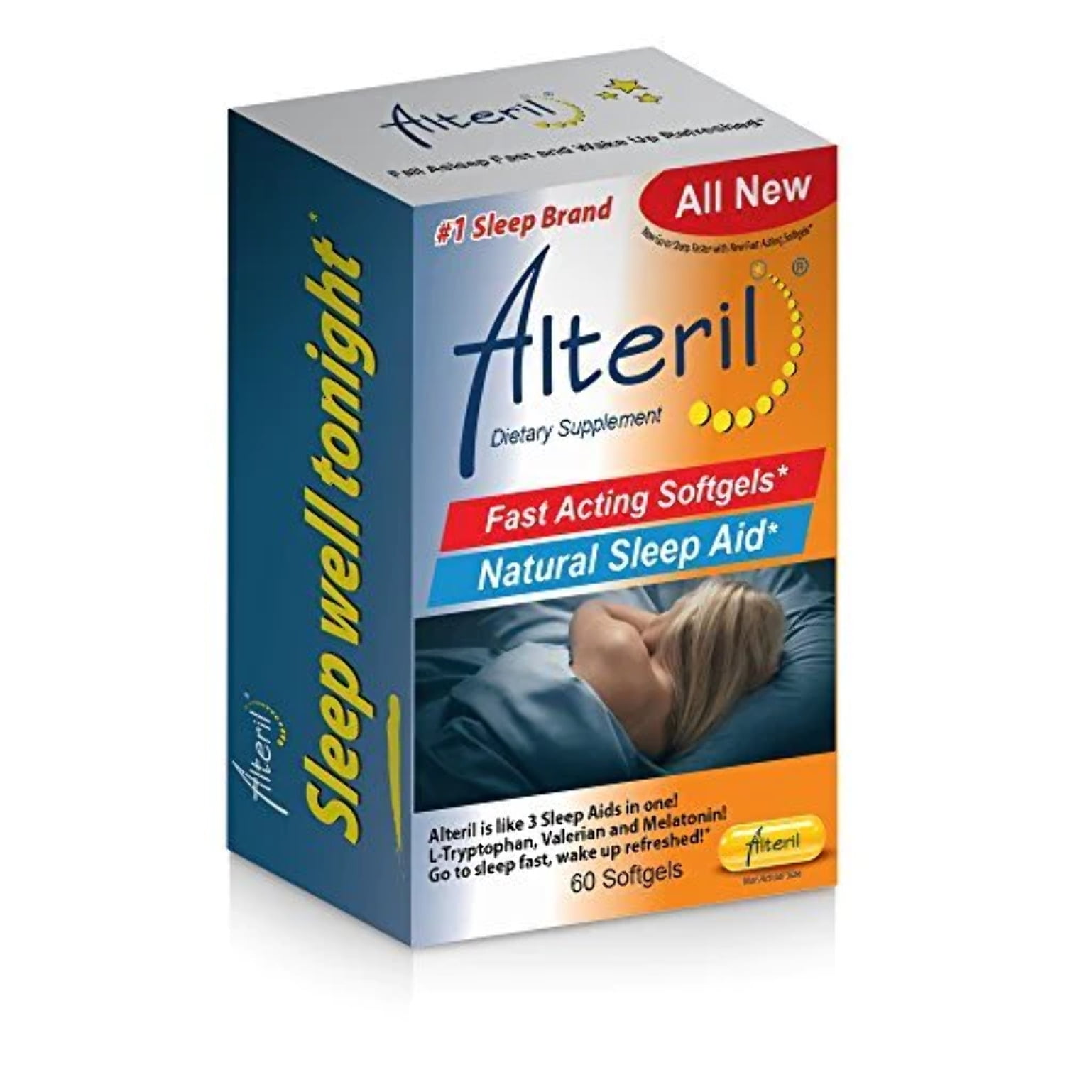 Alteril Sleep Aid Softgels, 60 ct. 3 SLEEP AIDS in ONE, 5mg Melatonin ...