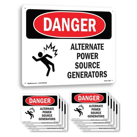 Alternate Power Source Generators OSHA Danger Aluminum Sign 24 Inch x ...