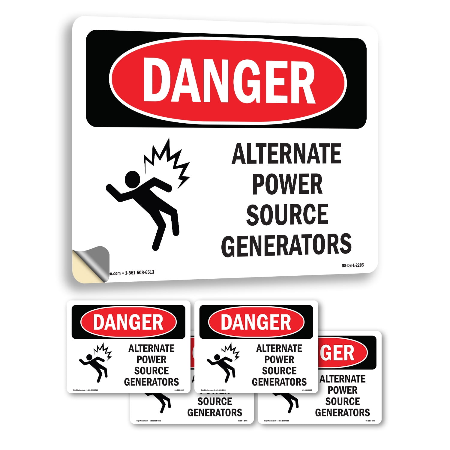 Alternate Power Source Generators OSHA Danger Vinyl Decal Label 10 Inch ...