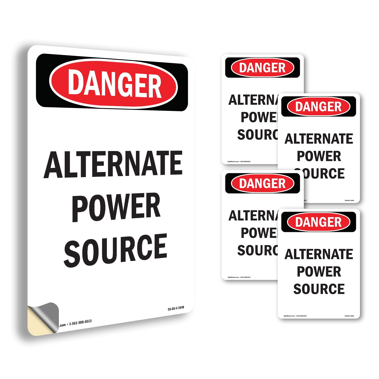 Alternate Power Source OSHA Danger Vinyl Decal Label 18 Inch x 12 Inch ...