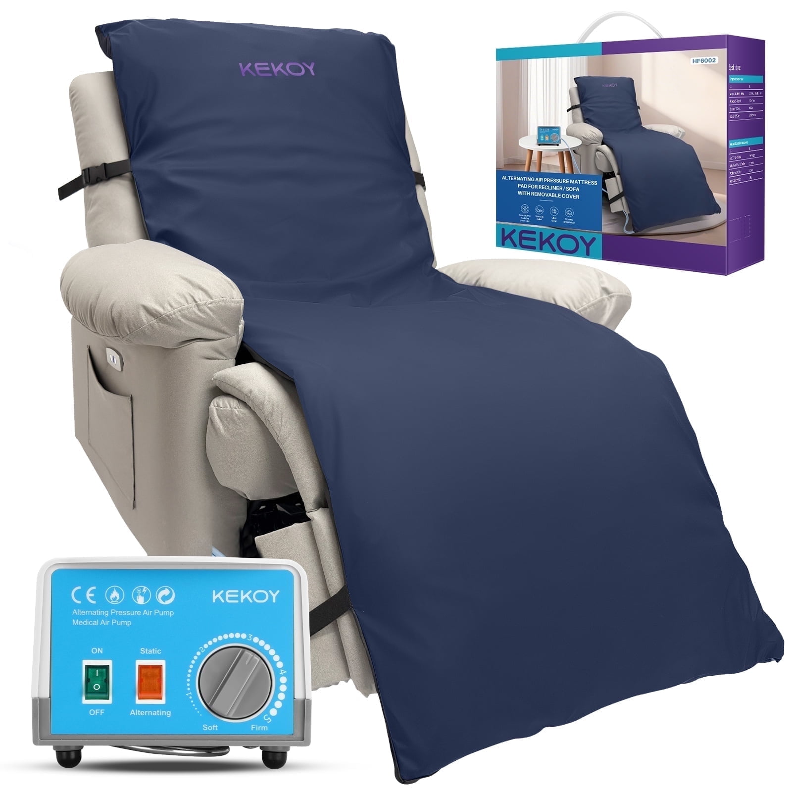 KEKOY Alternating Air Pressure Mattress Pad for Recliner Chair ...