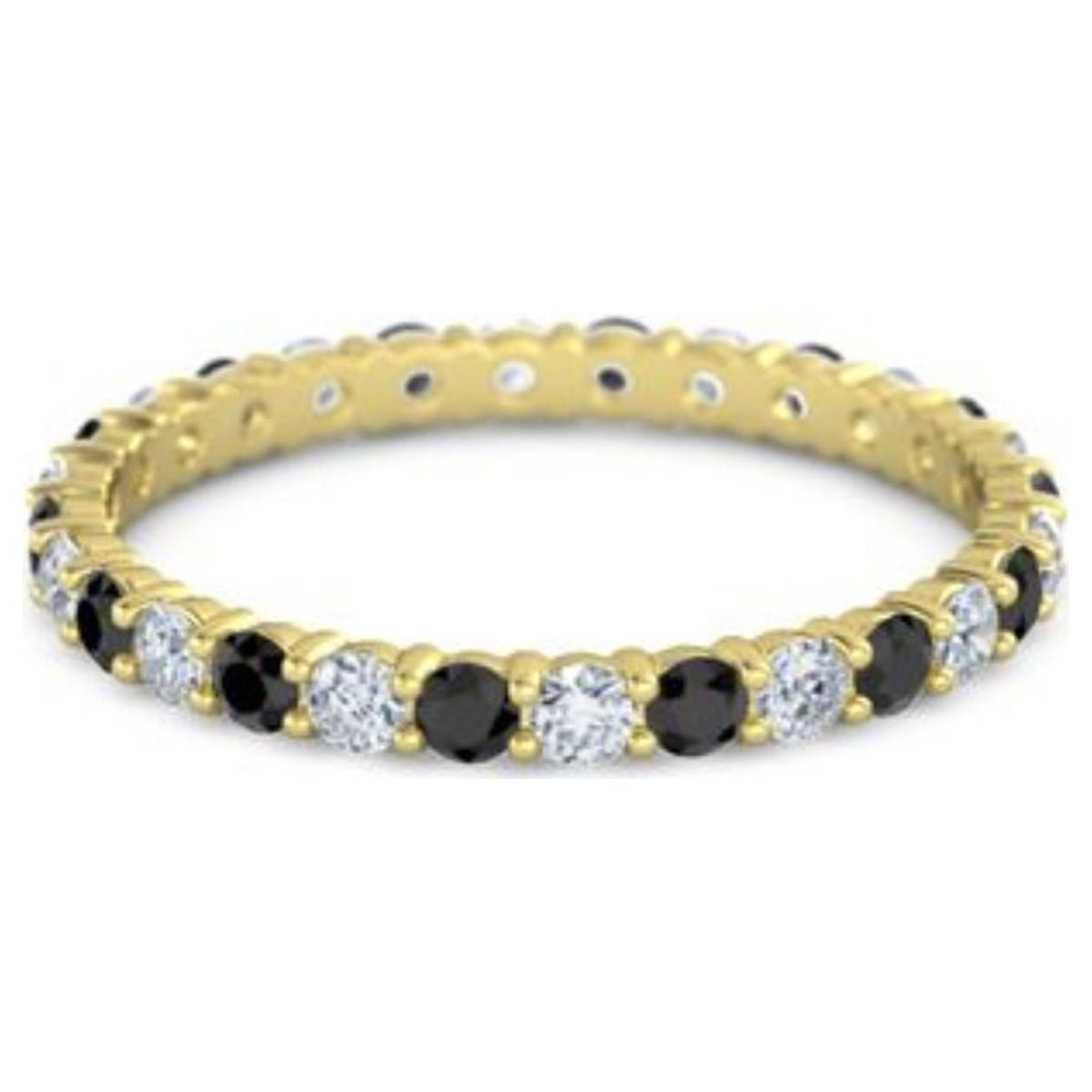 Alternating Two Stone Black Spinel With White CZ Stackable Eternity ...