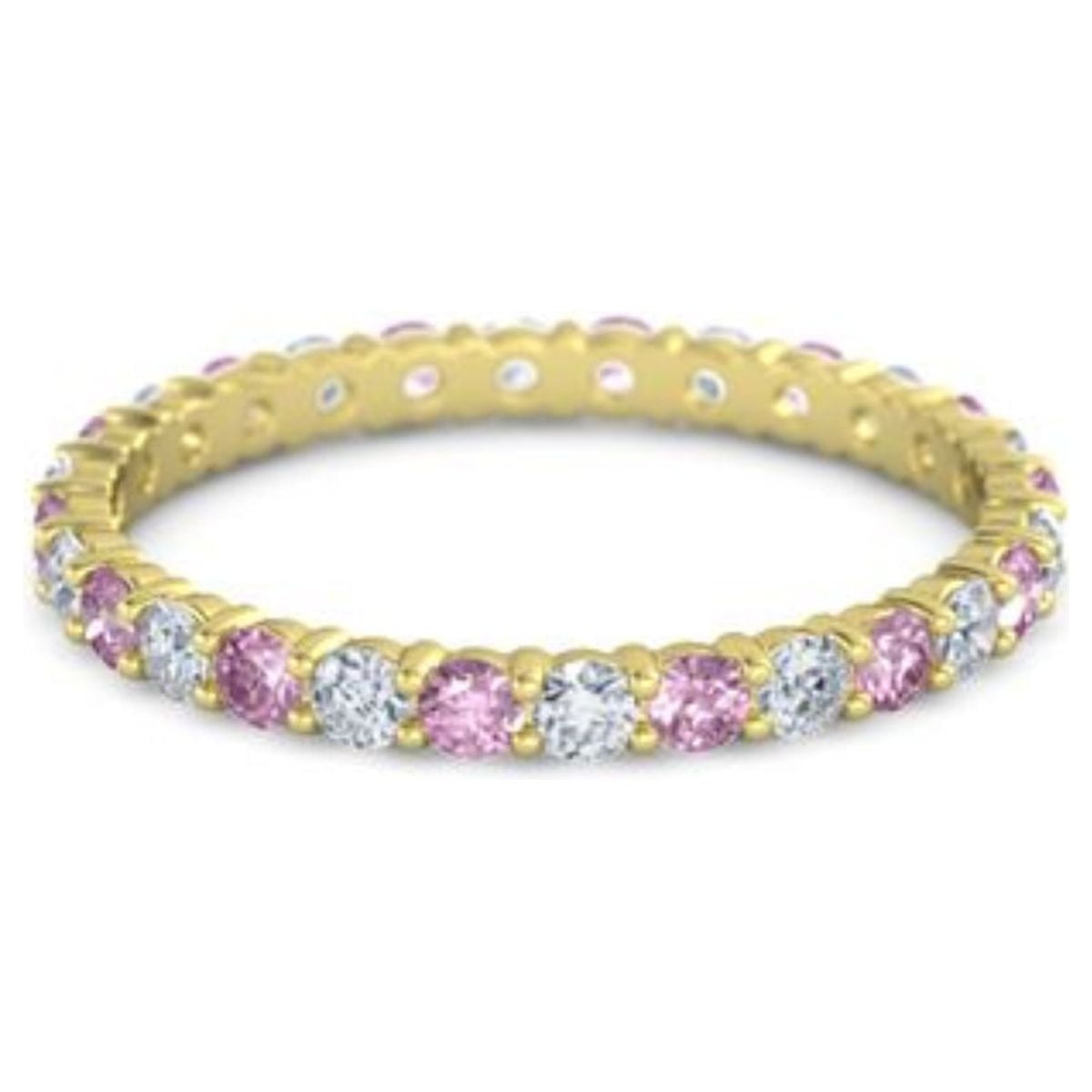 Alternating Two Stone Pink Spinel With White CZ Stackable Eternity Ring ...