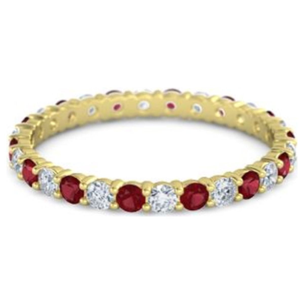 Alternating Two Stone Ruby With White CZ Stackable Eternity Ring For ...