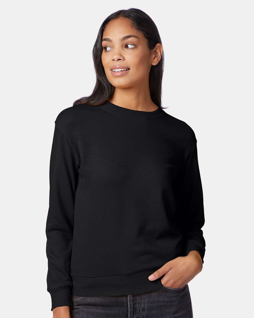 Alternative B05412516 Women Eco-Washed Terry Throwback Pullover, Black ...