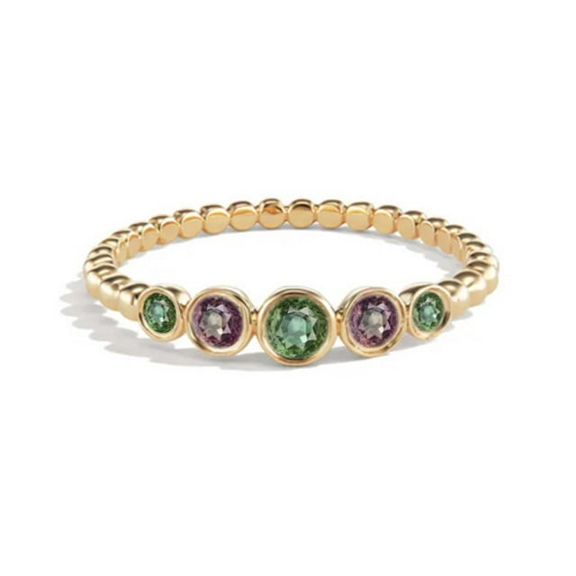 Alternative Green Sapphire & Alexandrite 925 Starling Silver Stackable Art Deco Beads Band and ...
