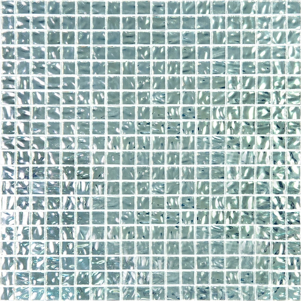 Altin 12 in. x 12 in. Glossy Cloud Silver Glass Mosaic Wall and Floor ...