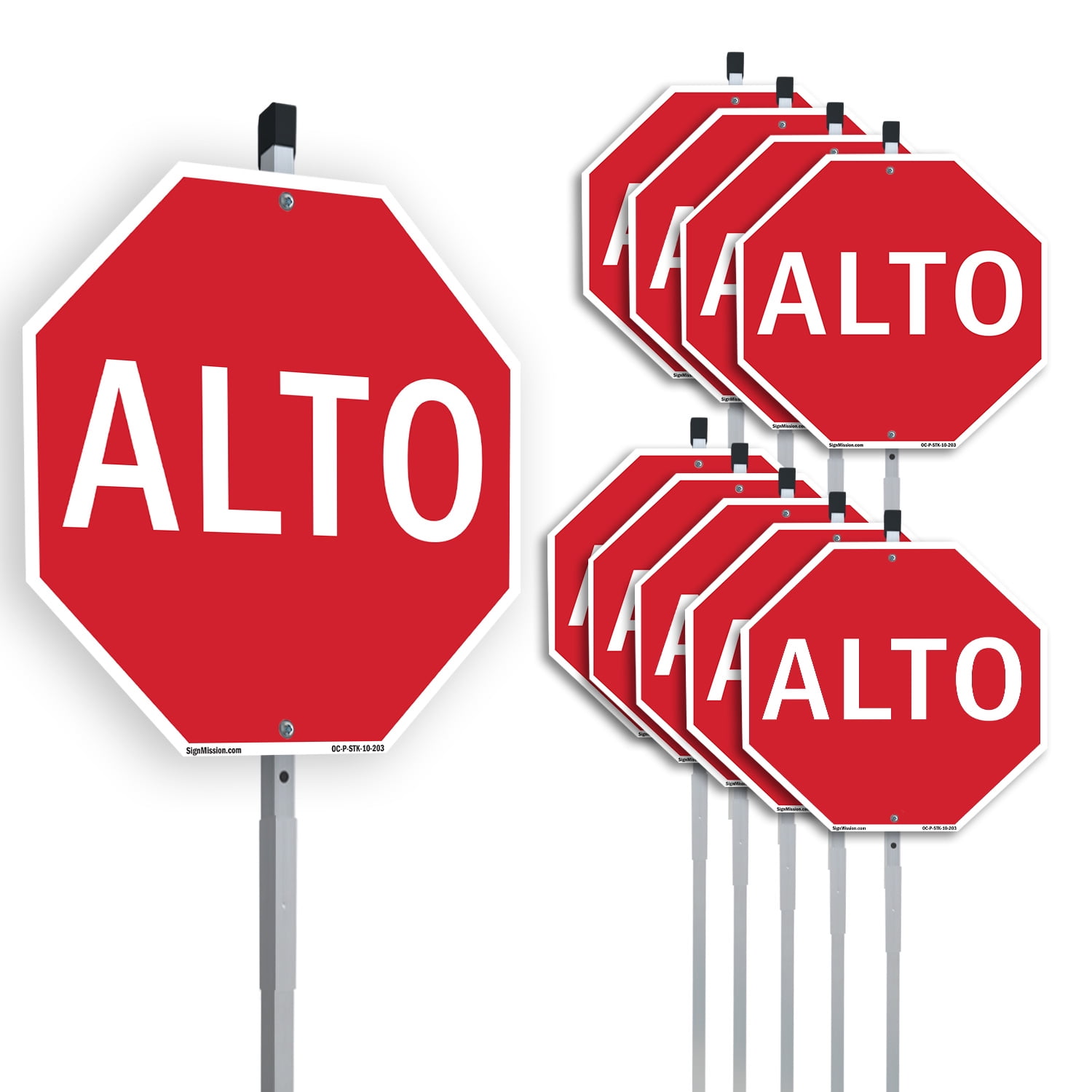 Alto (10 Pack) 10 inch X 10 inch Octagon Plastic Signs with Aluminum ...