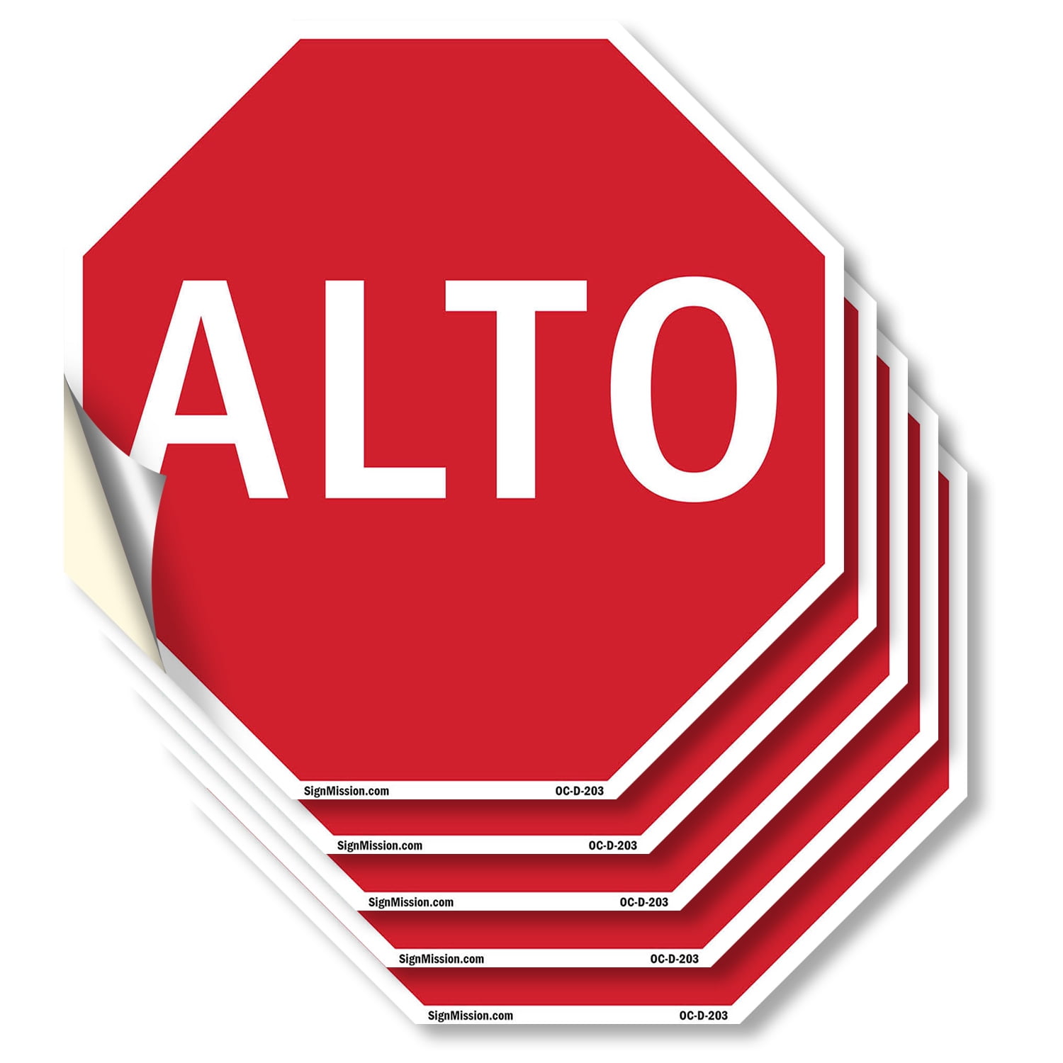 Alto (5 Pack) 4 inch X 4 inch Octagon Vinyl Label Decal Sticker Weather ...