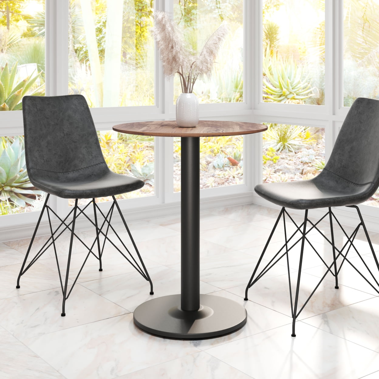 ZUO Alto Modern Steel Metal and MDF Bistro Table in Brown/Black ...