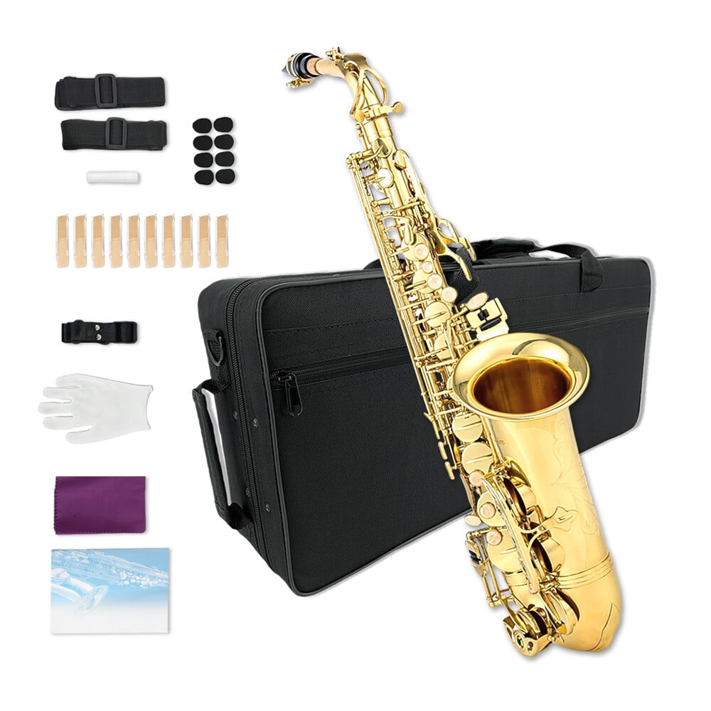 Alto Saxophone E Flat Gold Lacquer Alto Beginner Sax Full Kit Carrying ...