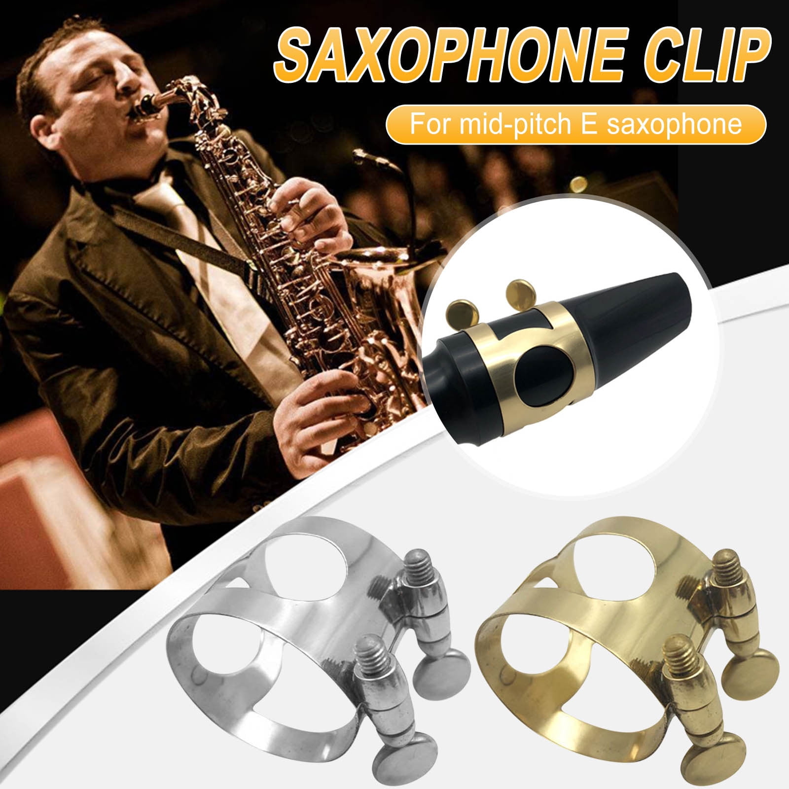 Alto Saxophone Mouthpiece Ligature,Double Screws Gold Sax Ligature ...