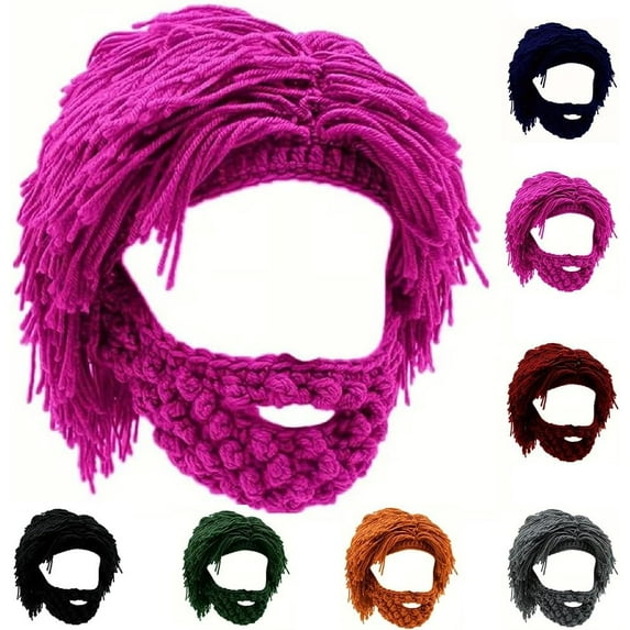 Altogethert Acrylic Punk Style Beanie with Attached Straight Hair Wig ...
