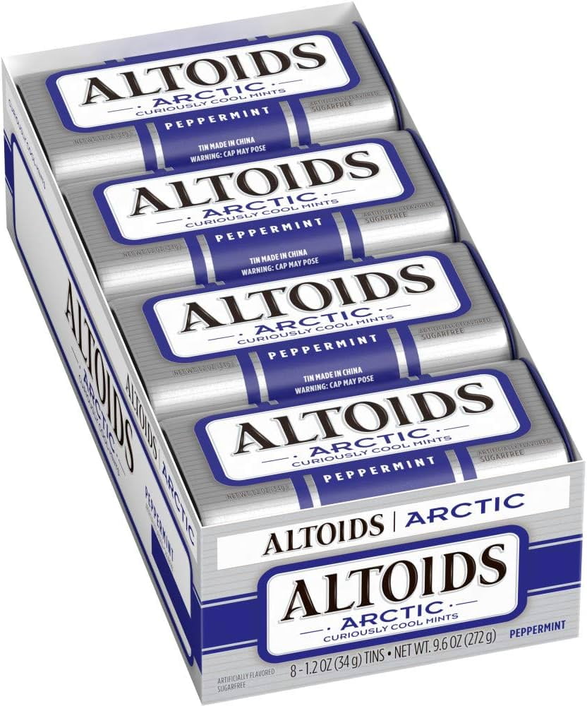 Altoids Arctic Peppermint Sugarfree Breath Mints, Tin 1.2 oz, Pack of 8 ...