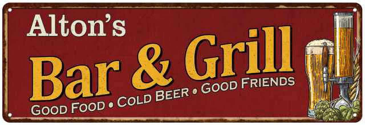 Alton's Bar and Grill Red Gift Man Cave Decor 6x18 Sign 206180054125 ...
