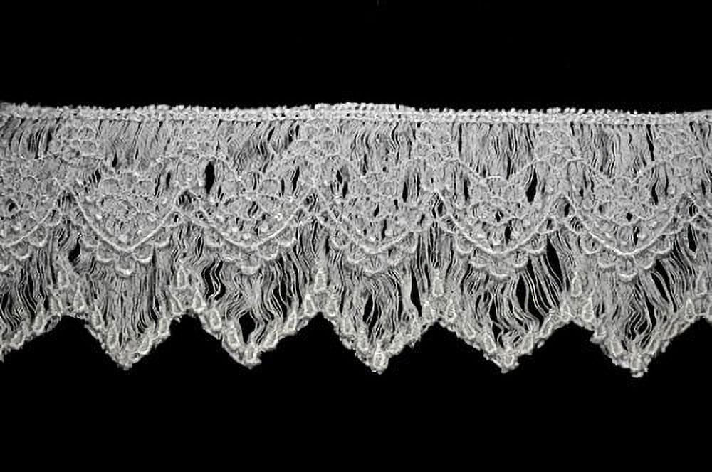 Altotux 2.75" White Shredded Cotton Floral Embroidered Lace Scalloped ...