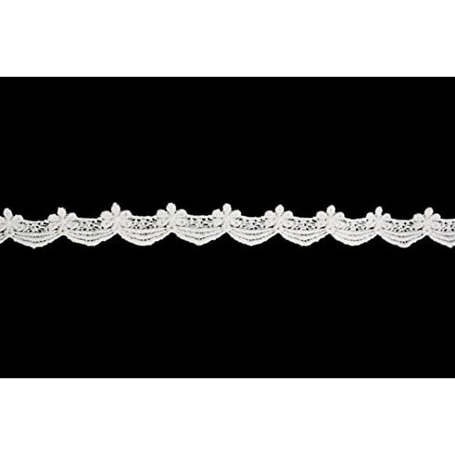 Altotux 7/8 Inches Small White Venice Floral Scallop Lace Trim By 2 ...