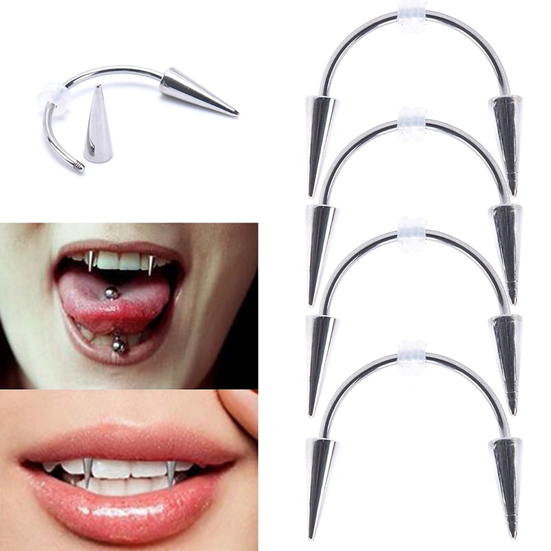 Altrian Stainless Steel C Bar Smile Lip Tiger Teeth Vampire Body ...