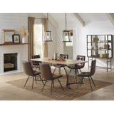 Altus Farmhouse Style Long Dining Table with Swirl Base in Natural Oak ...