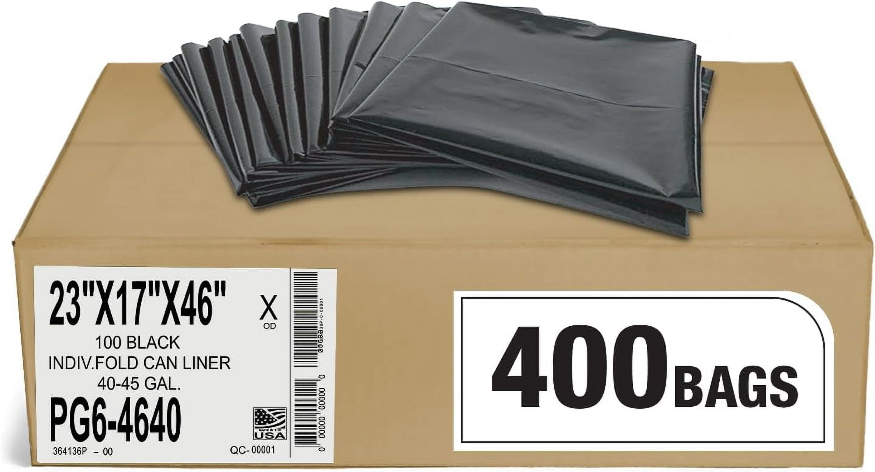 Aluf Plastics 45 Gal Black Heavy Duty Garbage Bags 1.4 Mil - 40"x 46 ...