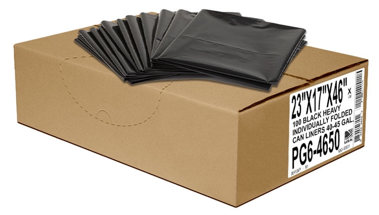 Aluf Plastics 45 Gal Black Heavy Duty Garbage Bags - 40"x 46" - Pack of ...