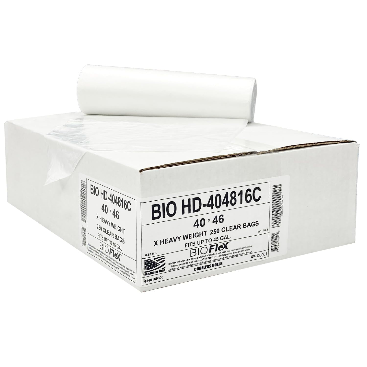 Aluf Plastics 45 Gallon Clear Trash Bags (250 Count) With BioFlex ...