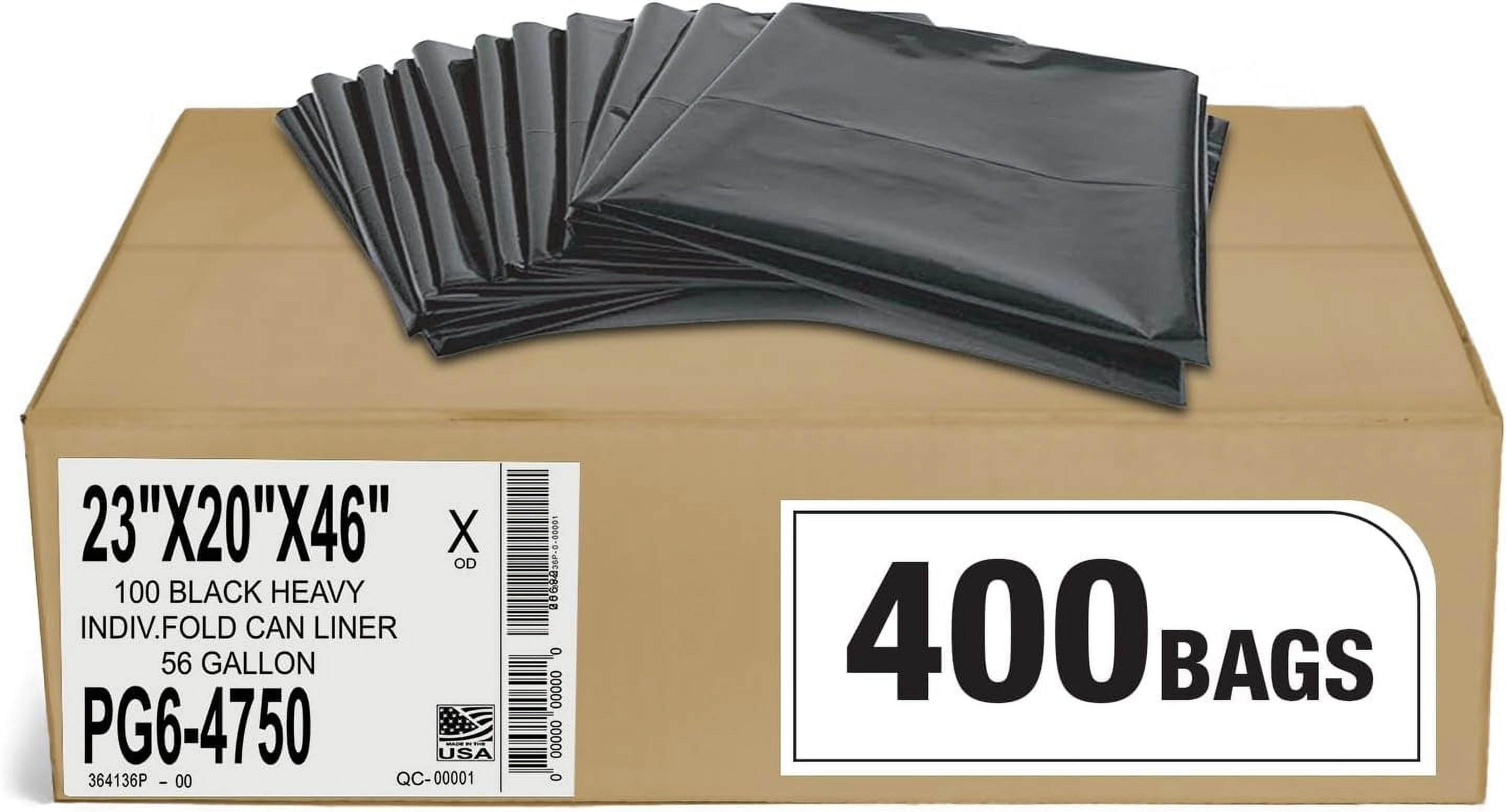 Aluf Plastics 56 Gal Black Heavy Duty Garbage Bags 1.6 Mil - 43"x 46 ...