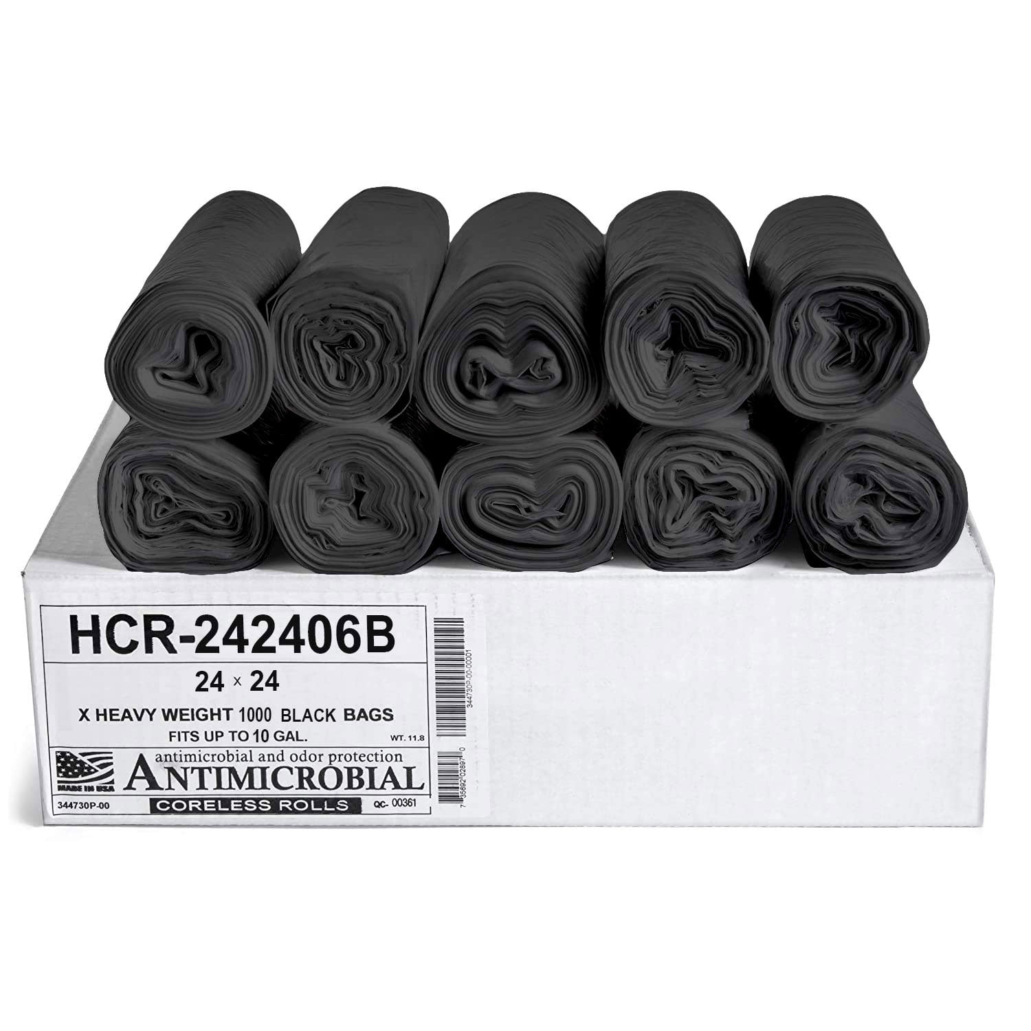Aluf Plastics 7-10 Gallon 6 Micron (eq) Premium Black Trash Bags - 24 ...