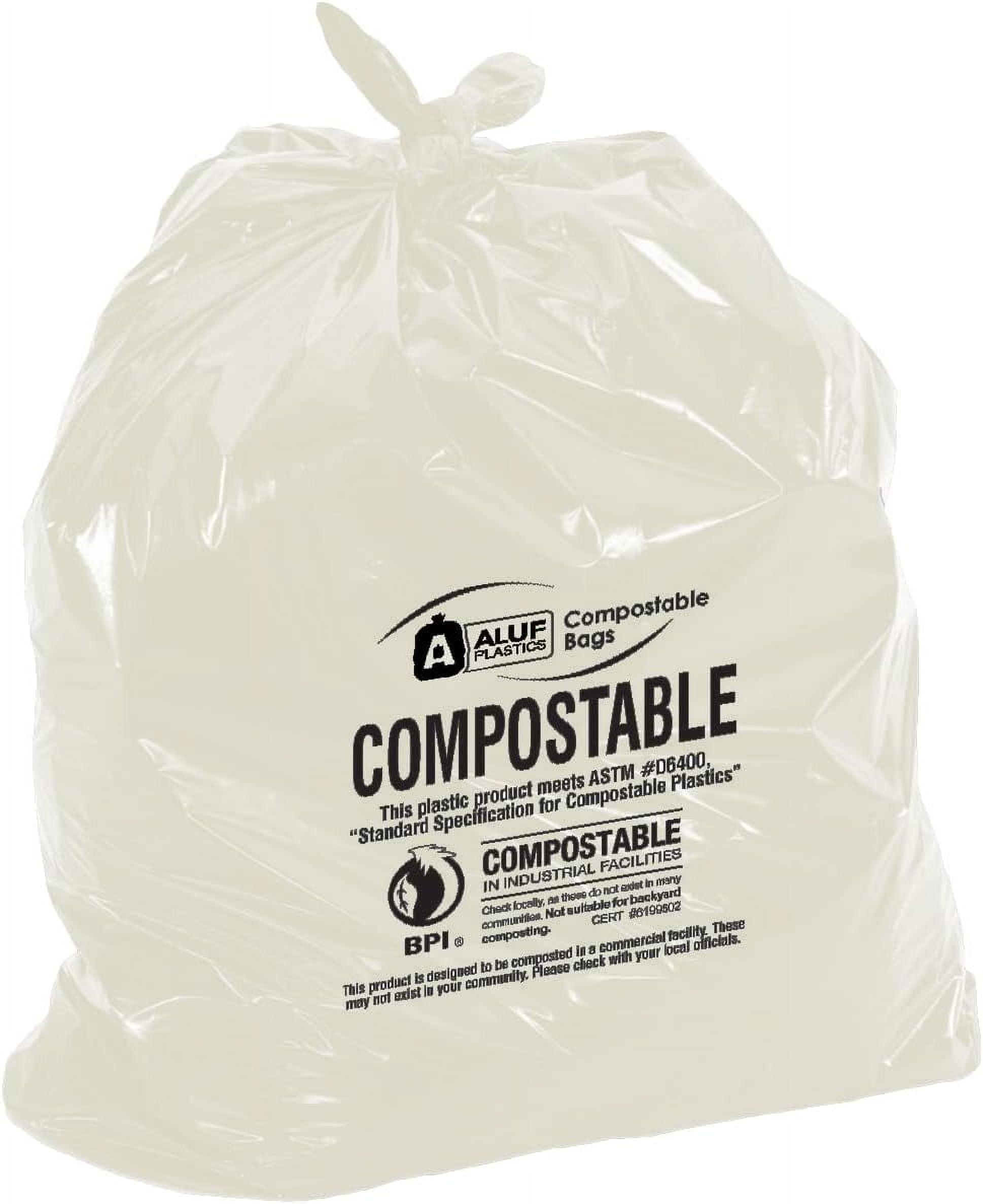 Aluf Plastics Biodegradable Compost Bags - 56 Gallon (40ct) ATSM #D6400 ...
