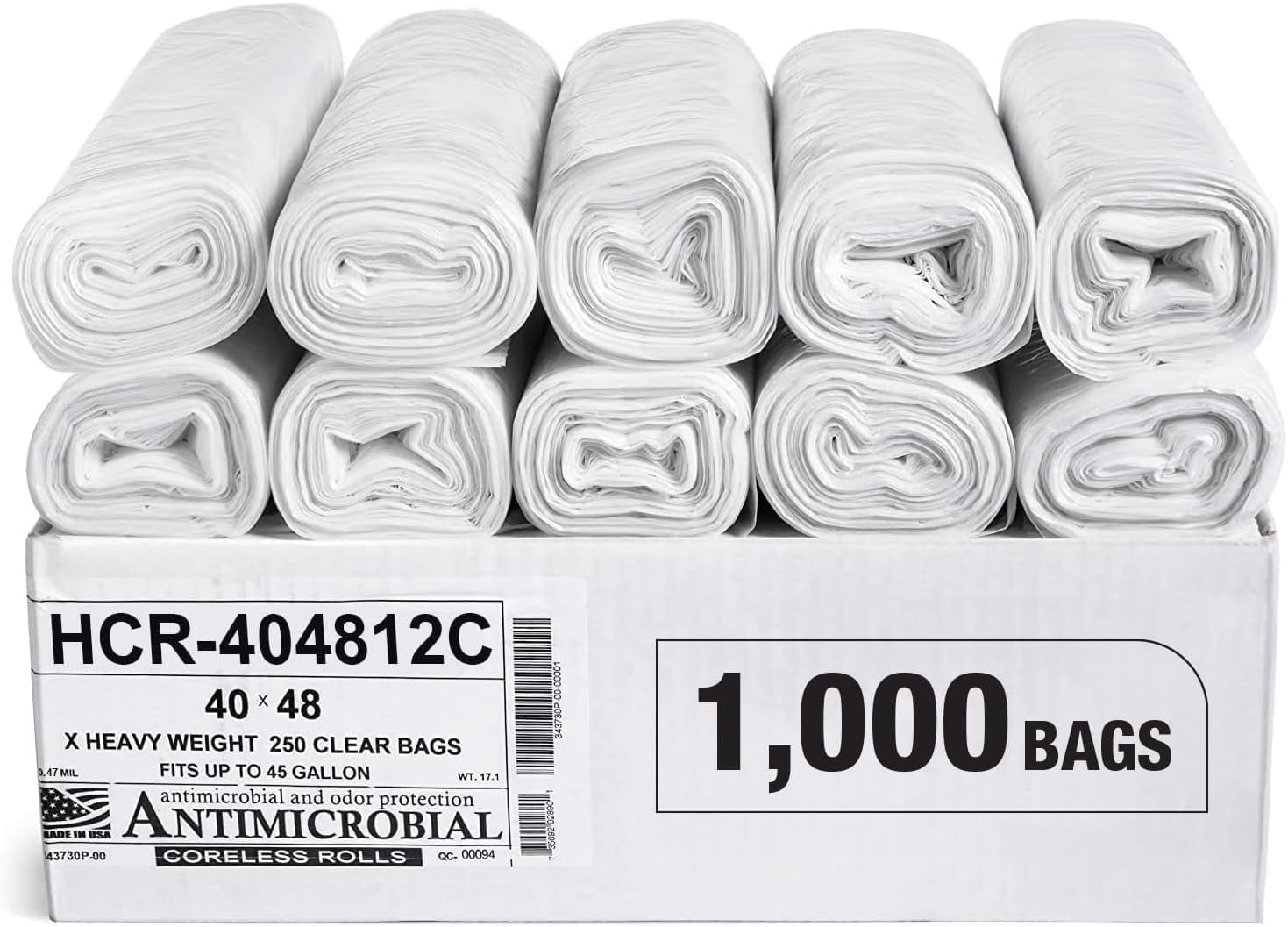 Aluf Plastics High Density Trash Bags, 45 Gallon, 1000 Count, 12 Micron ...