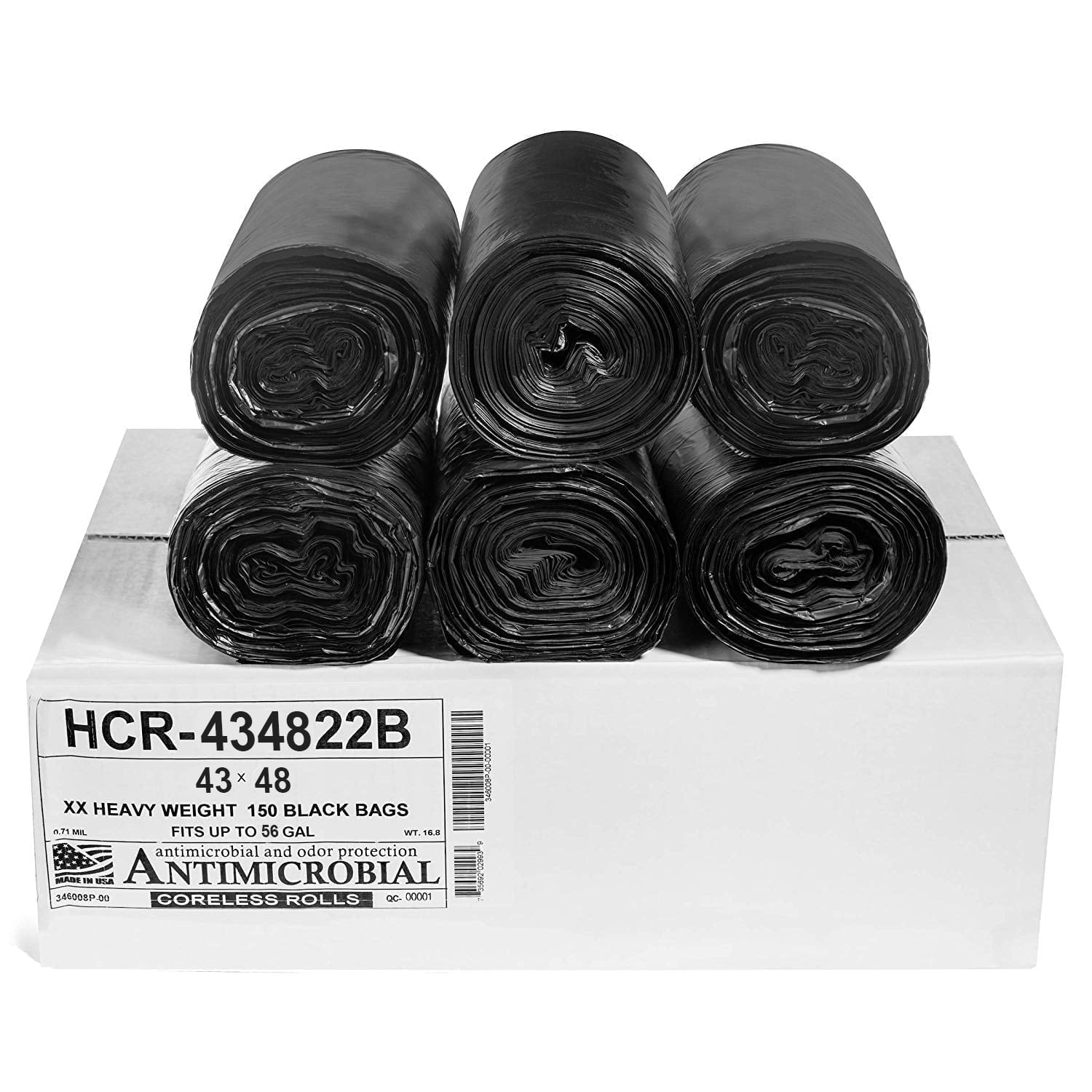 Aluf Plastics High Density Trash Bags, 56 Gallon, 150 Count, 22 Micron ...