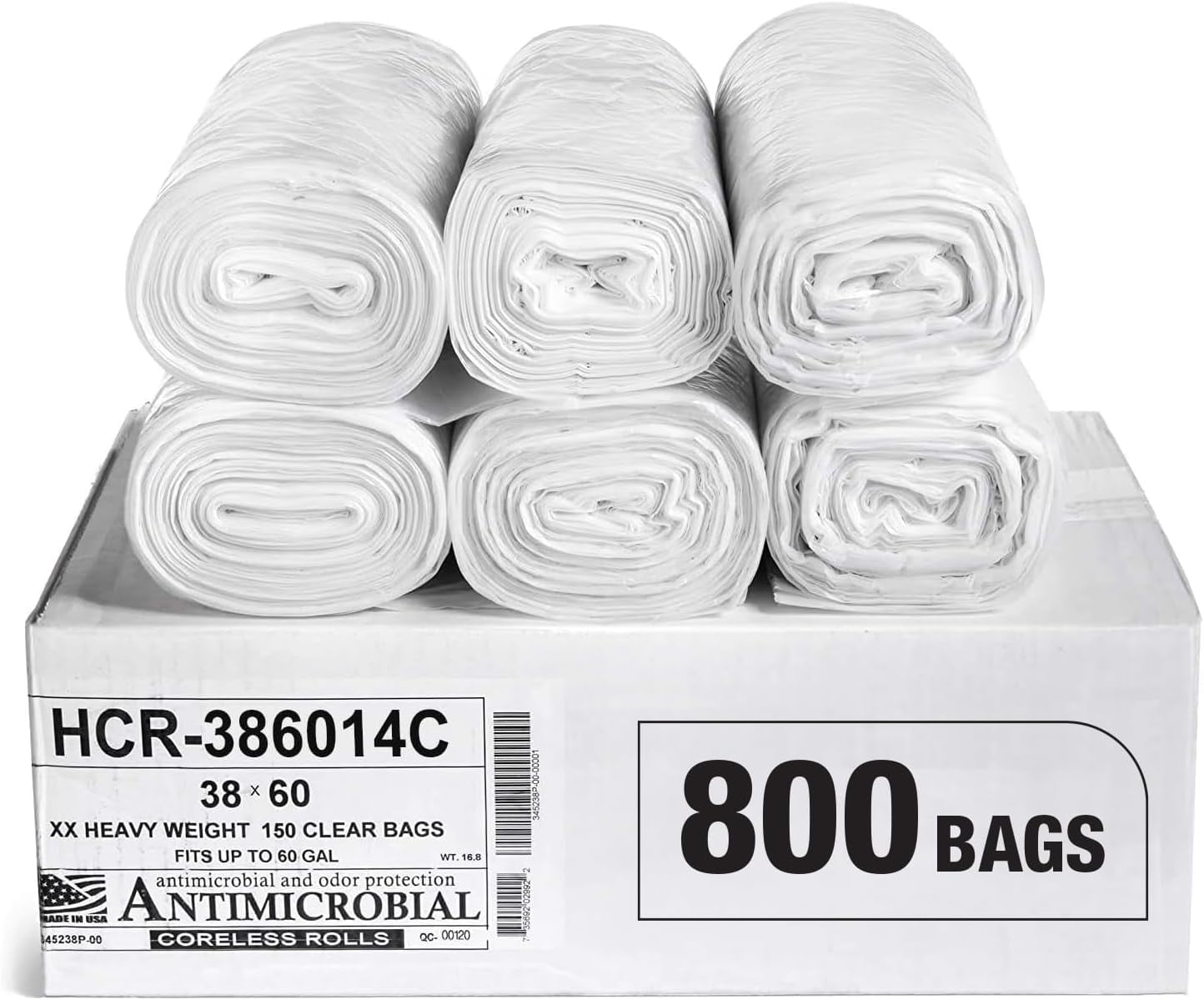 Aluf Plastics High Density Trash Bags, 60 Gallon, 800 Count, 14 Micron ...