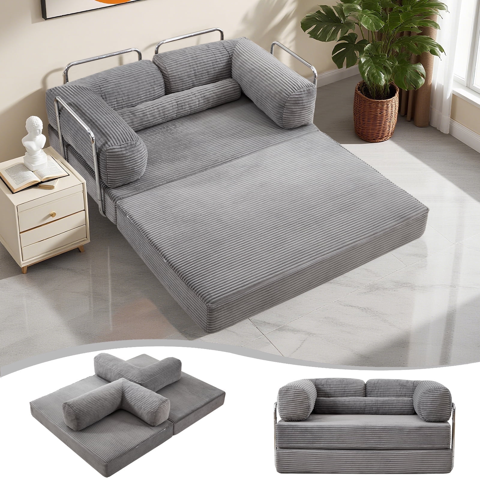 Alukang 79'' Convertible Folding Sofa Bed, Boneless Couch with Fixed ...