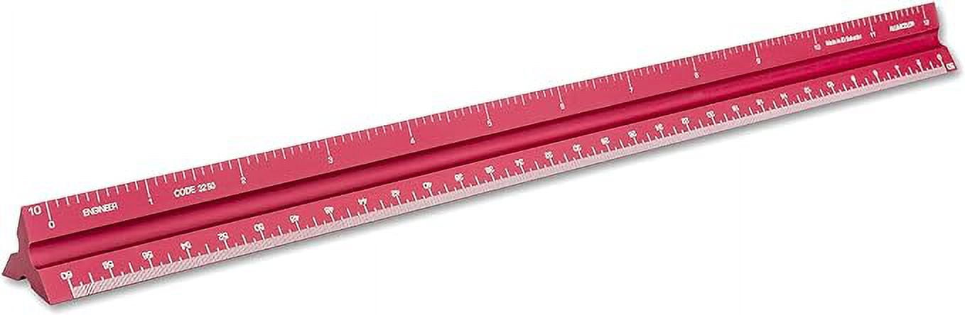 Alumicolor Aluminum Engineer Solid Drafting Scale, 12IN, Red - Walmart.com
