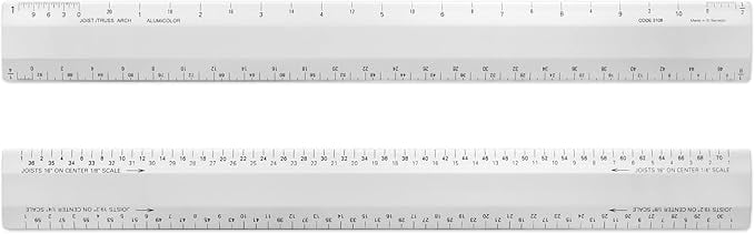 Alumicolor Architect 12 inch Bevel Ruler w/Joist/Truss Scale for ...