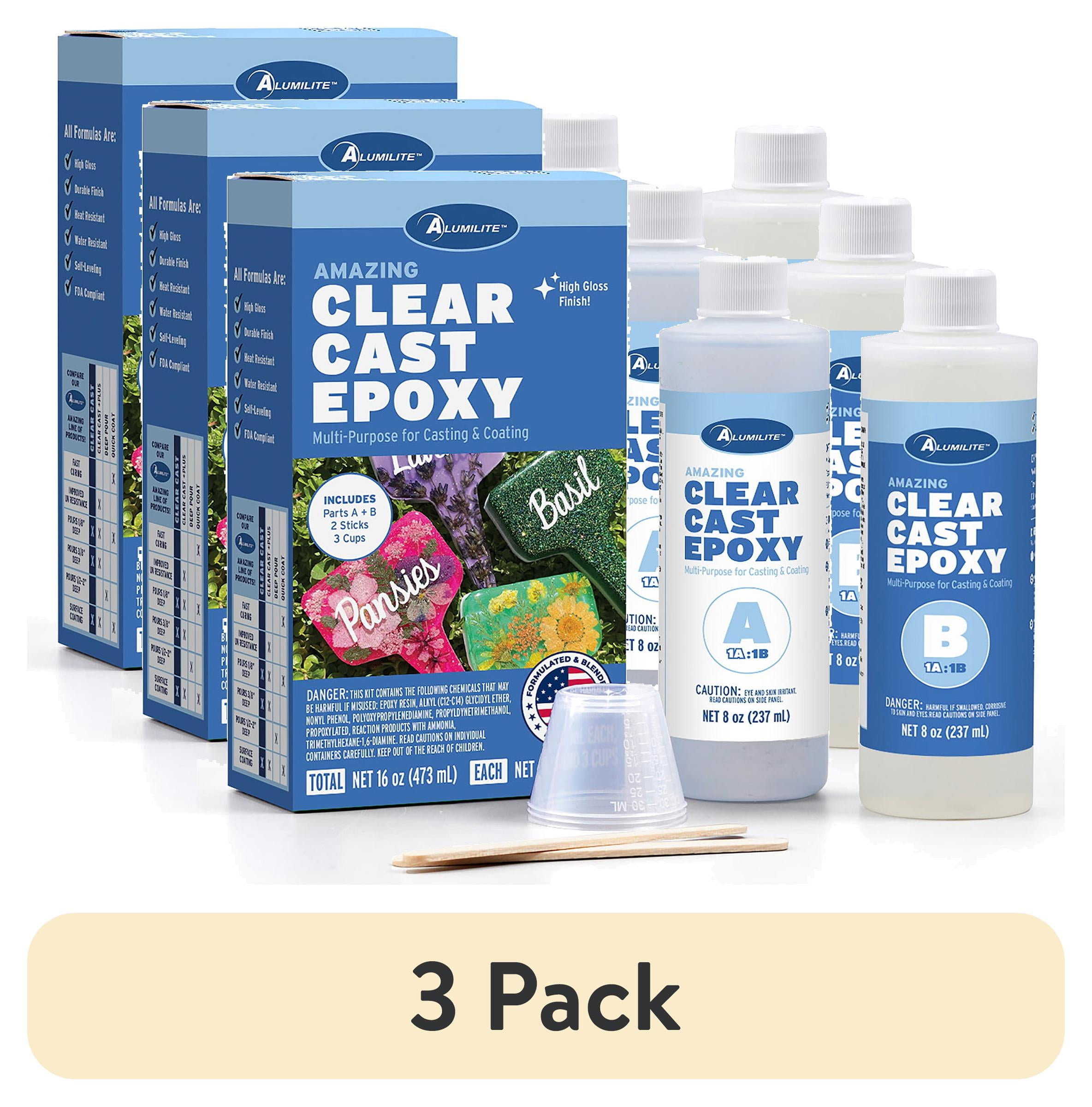 (3 pack) Alumilite Amazing Clear Cast Resin Epoxy Coating, 16 fl oz ...