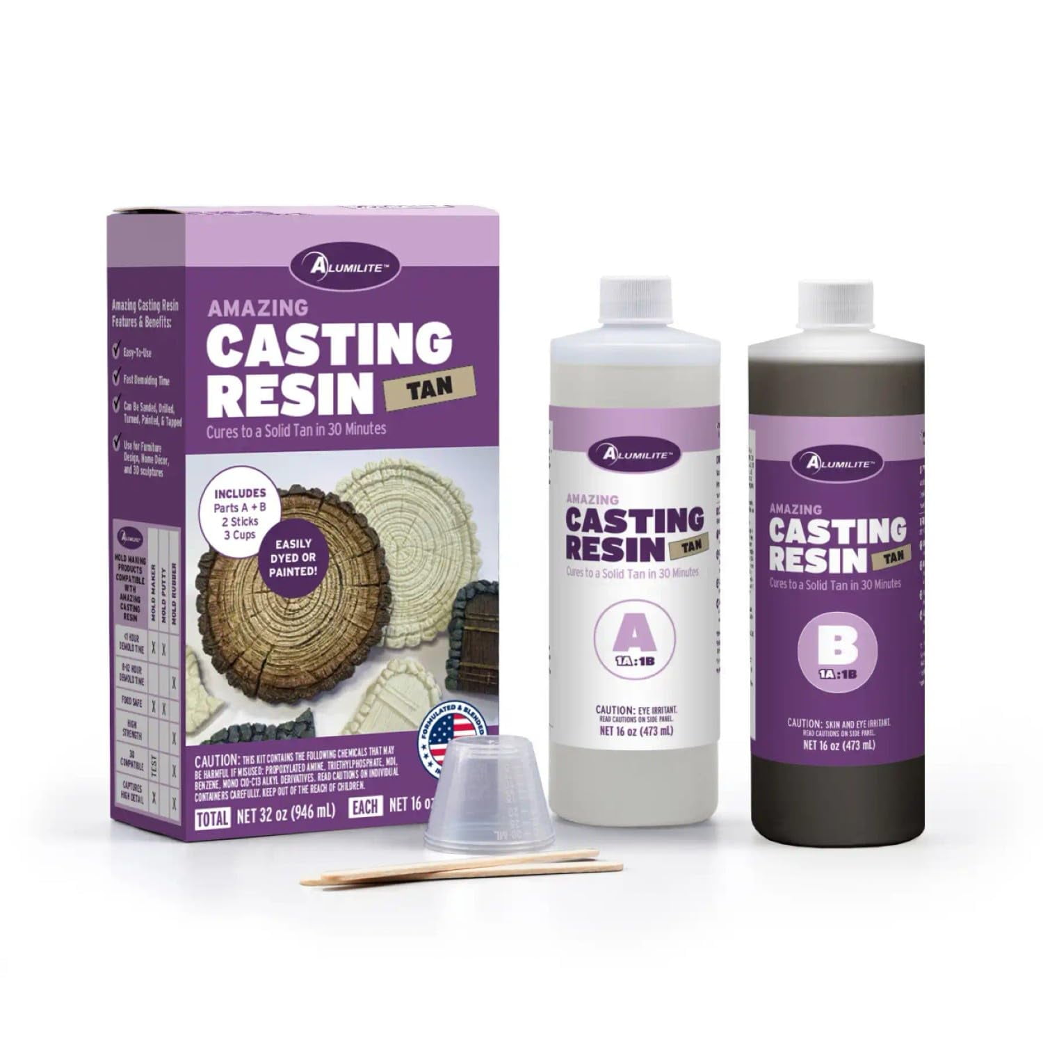 Alumilite Amazing Tan Casting Resin Kit 32 oz (16 oz Part A + 16 oz ...